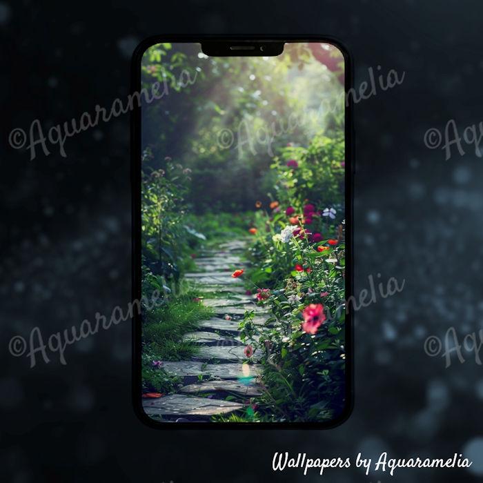Magical Garden Spring Aesthetic Smartphone Background, Fantasy Nature ...