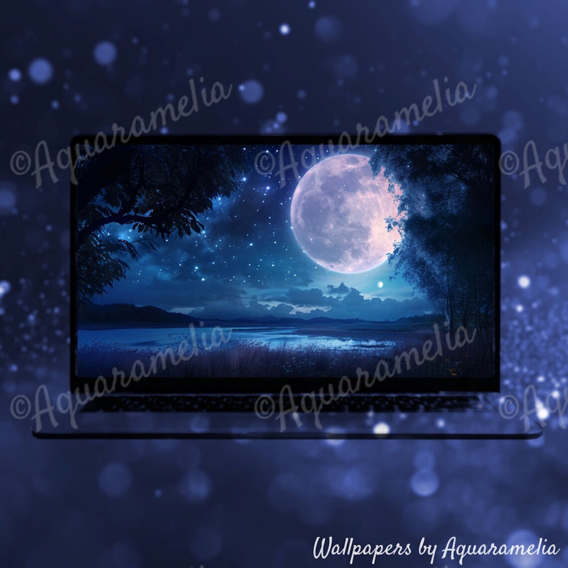 Moon Night Fantasy Background, Dark Desktop Background, Fantasy ...