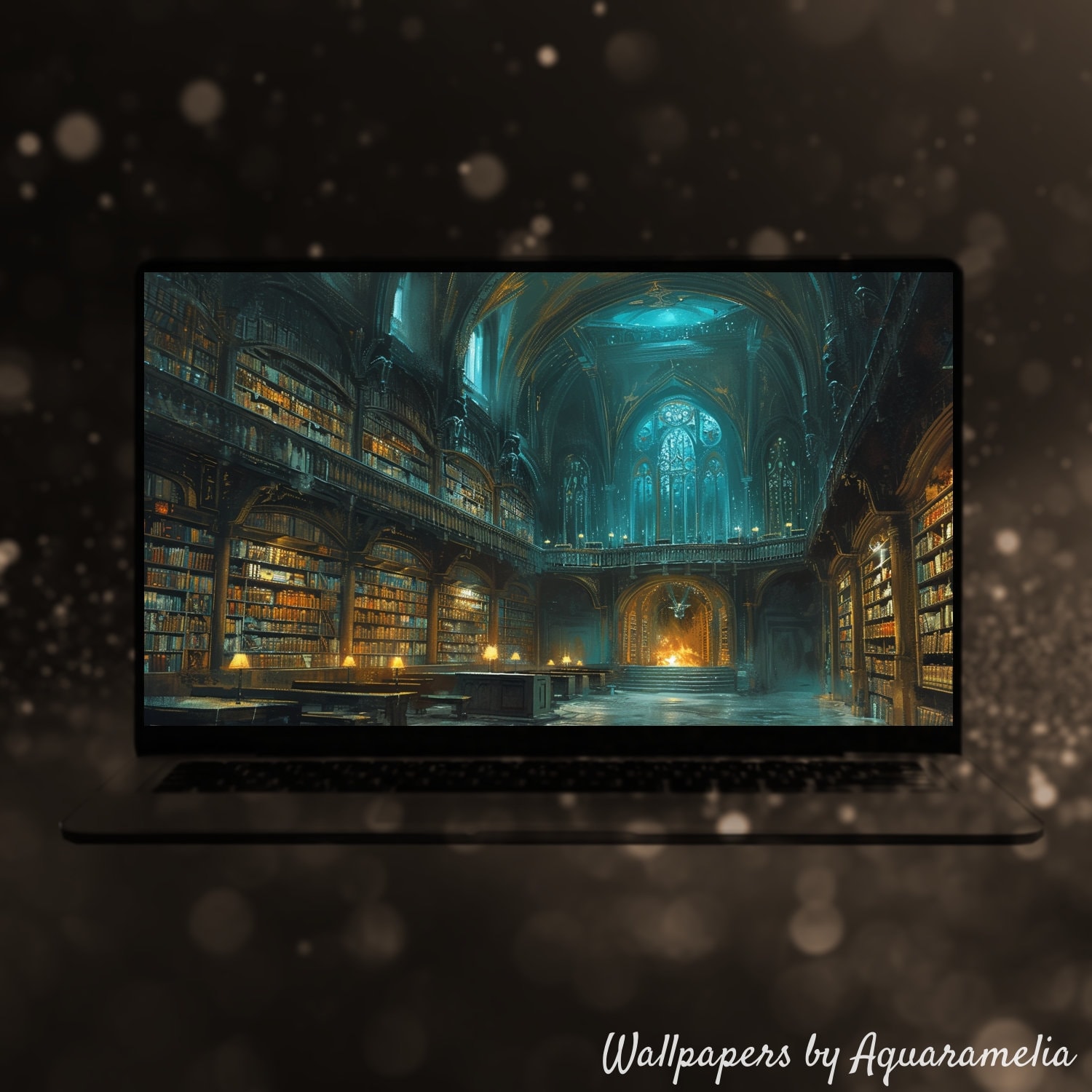 Fantasy Library Background, Book Lovers Readers Desktop Background ...