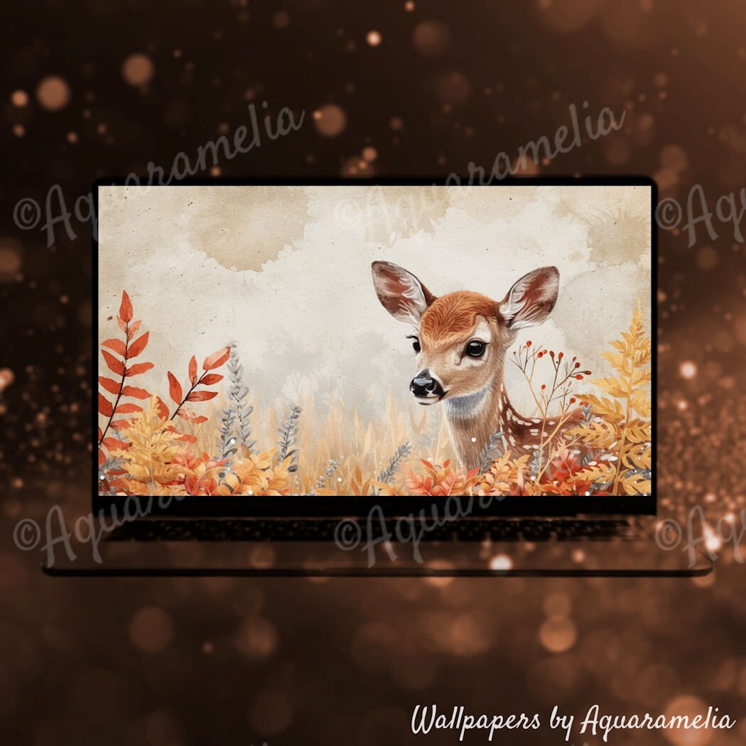 Cute Baby Deer Desktop Wallpaper, Valentines Day Gift, Cute Animal ...