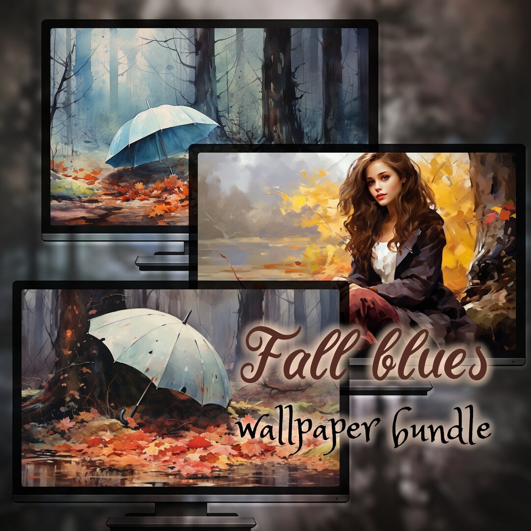 Fall Blues Desktop Wallpapers, Bundle of 9 Romantic Autumn Fall Cozy ...