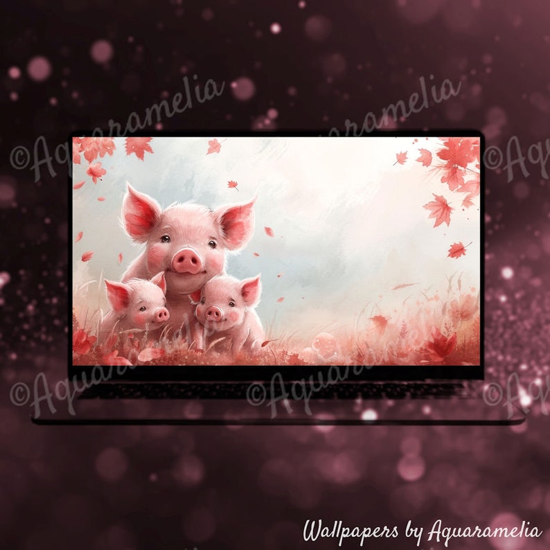 Cute Pigs Animal Desktop Wallpaper, Cute Pet Wallpaper, Gift for Mom ...