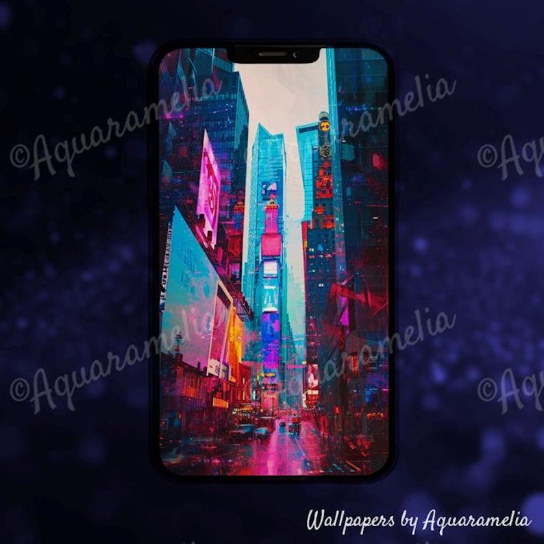 Futuristic City Cyberpunk Phone Background, Synthwave Urban Lock Screen ...