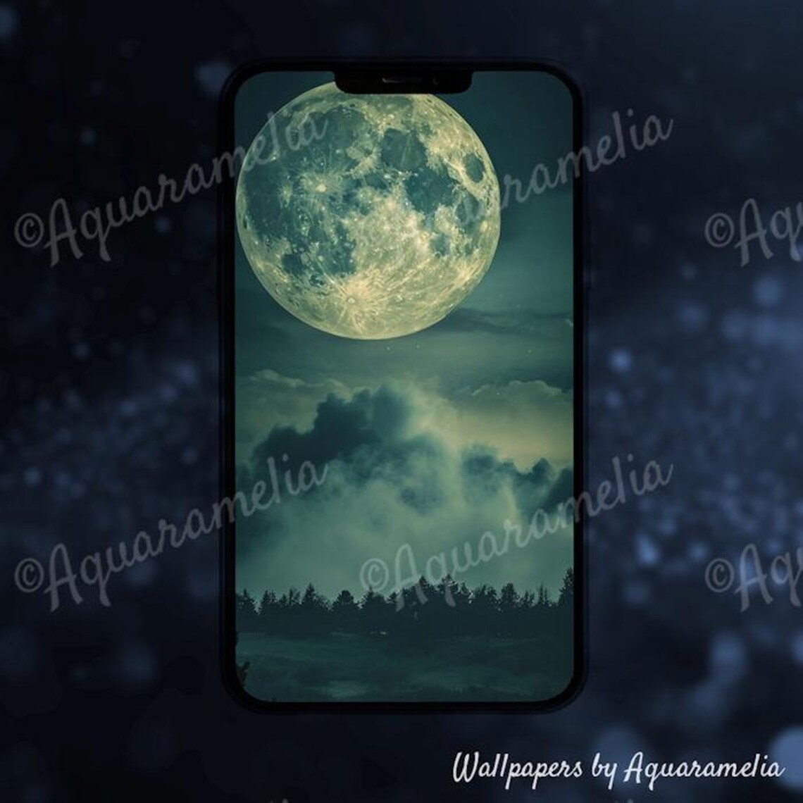 Full Moon Night Phone Background, Dark Lock Screen Wallpaper ...