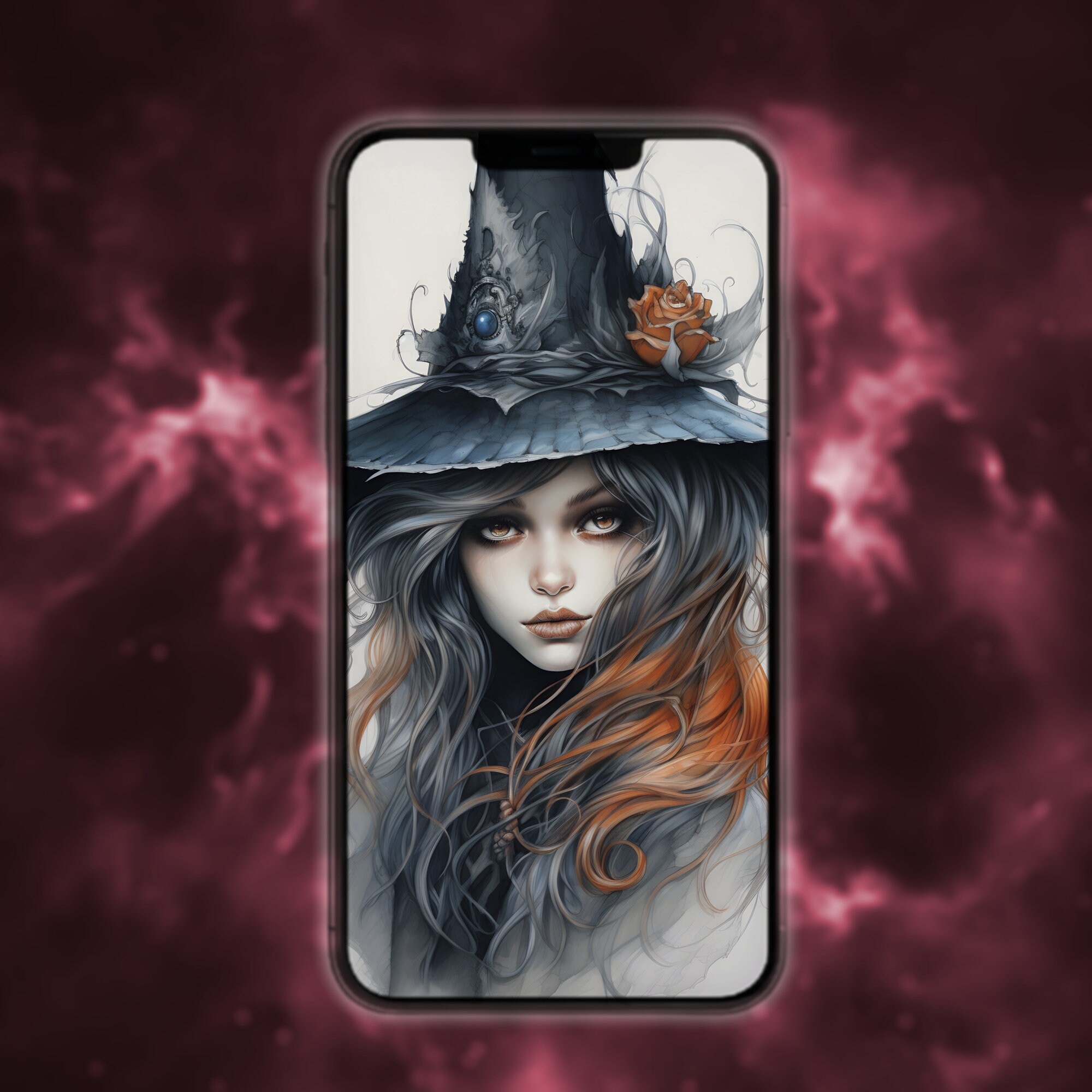 Gothic Witch Phone Wallpapers, Bundle of 9 Scary Dark Halloween Horror ...