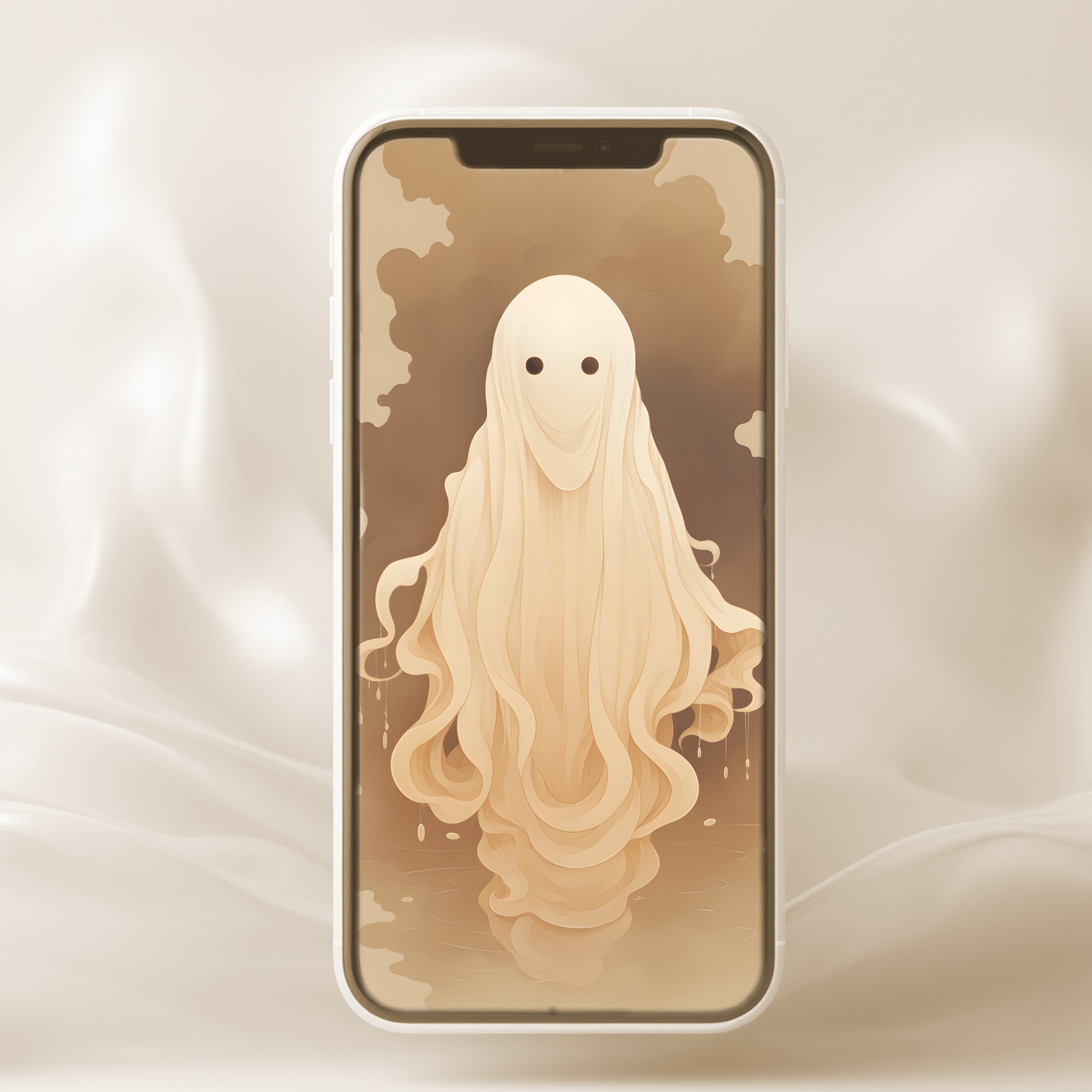 Aesthetic Ghost Phone Wallpapers, Bundle of 6 Minimalist Cute Halloween ...