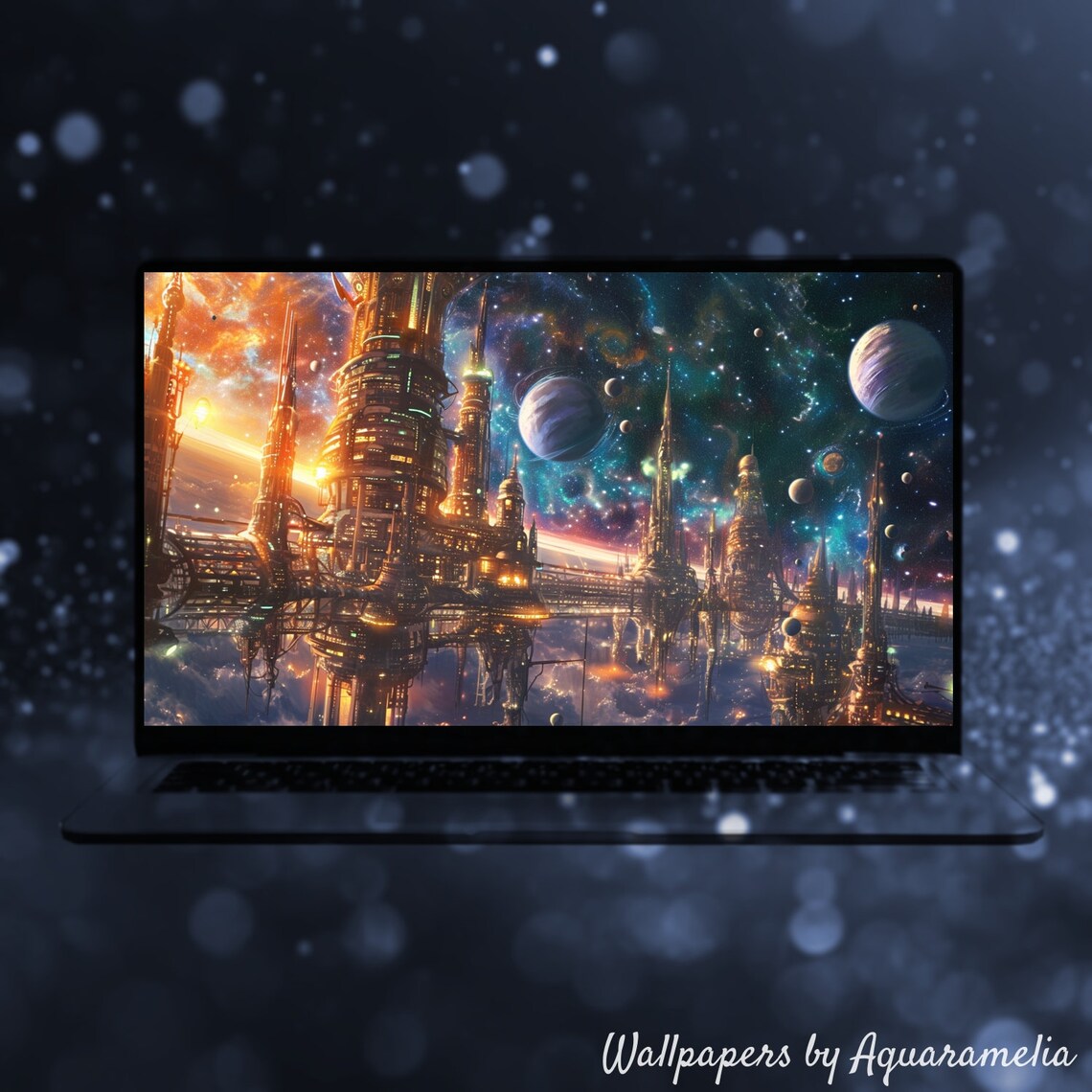 Space City Scifi Computer Background, Futuristic Alien Desktop ...