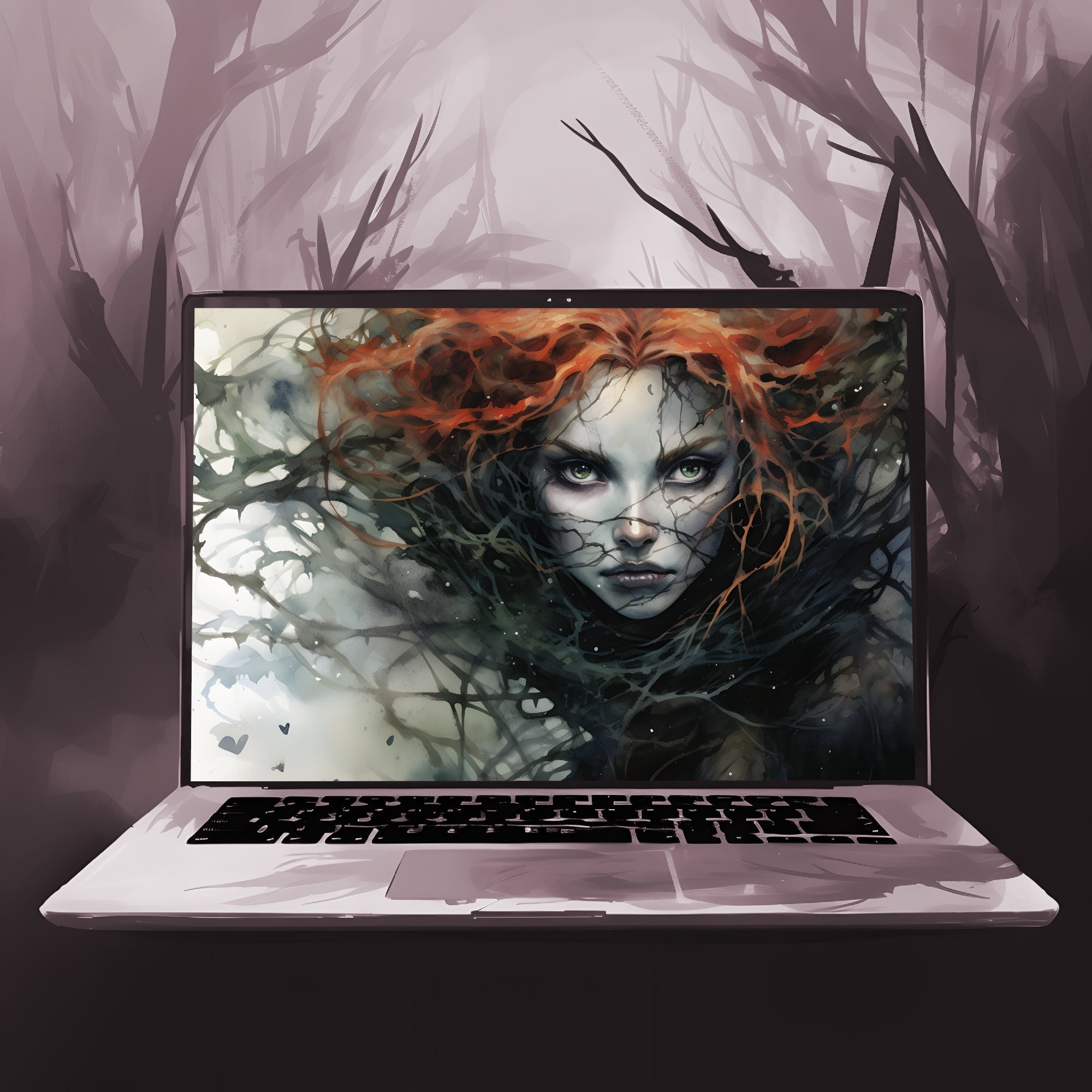 Seductive Witch Desktop Wallpapers, Bundle of 8 Magical Spooky ...