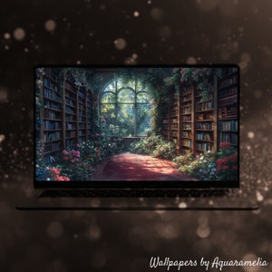 Floral Library Background, Romantic Books, Reading Desktop Background ...