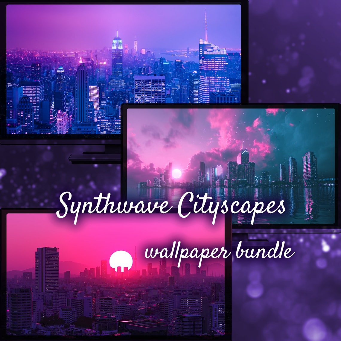 Futuristic City Background, Vaporwave Desktop Background, Synthwave ...
