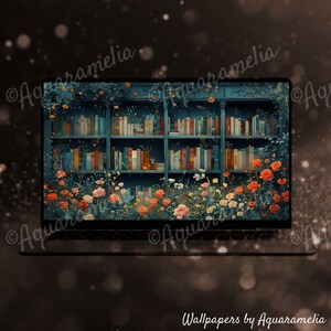 Floral Library Background, Romantic Books, Reading Desktop Background ...