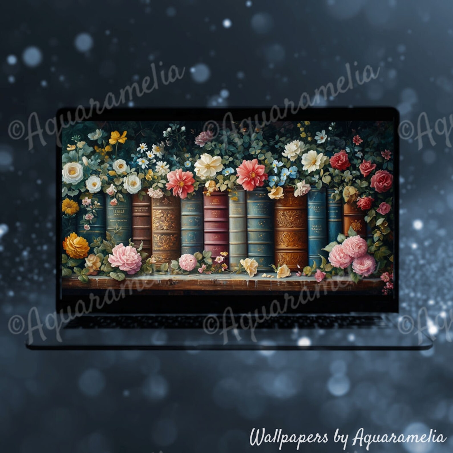 Botanical Library Background, Romantic Books, Reading Desktop ...