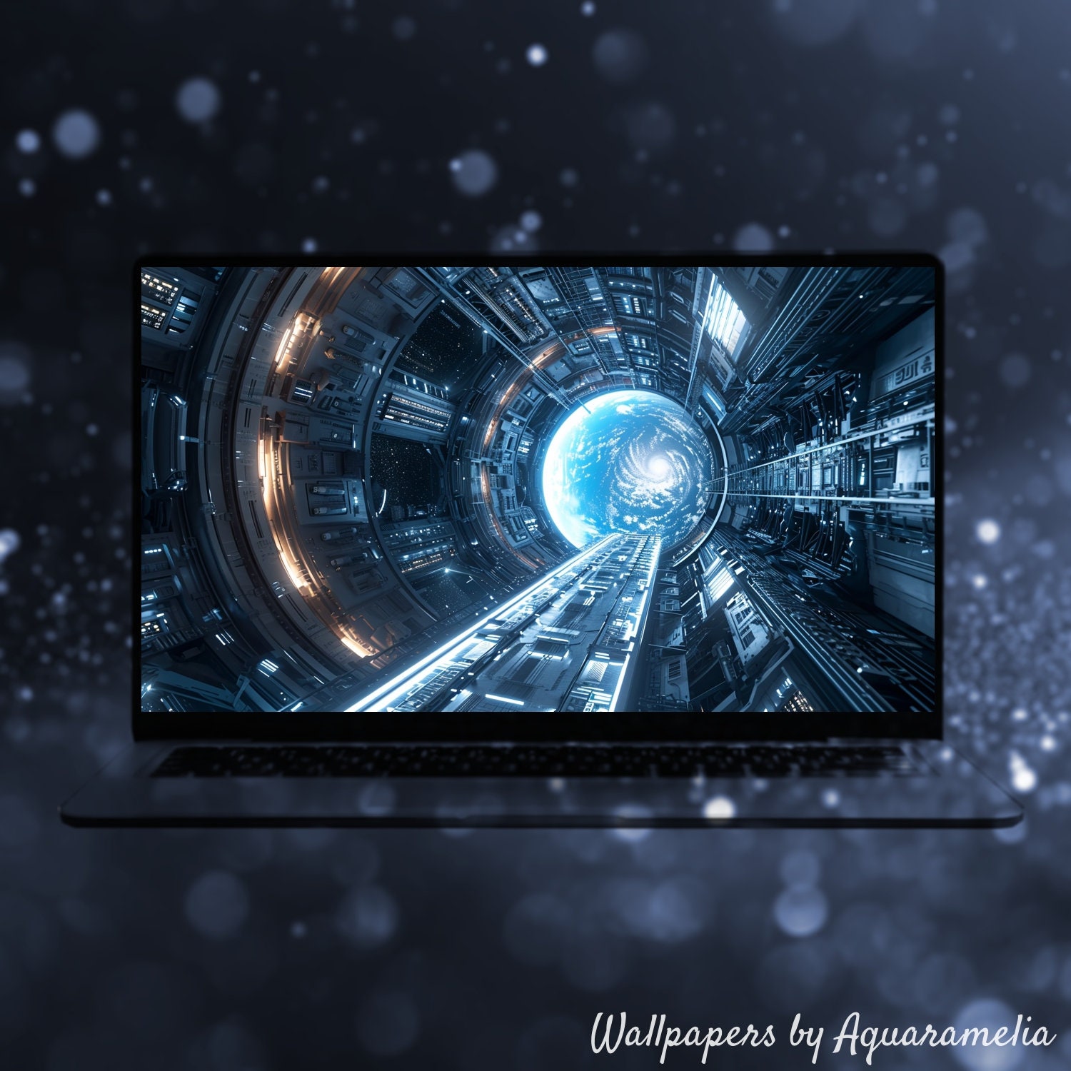 Space Station Scifi Computer Background, Futuristic Desktop Background ...