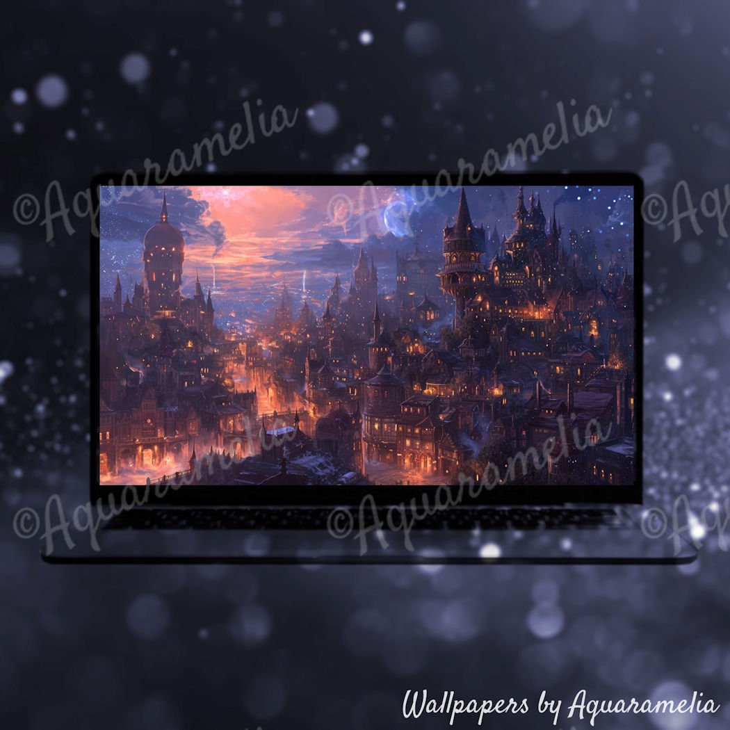 Fantasy Town Background, Enchanted Magic Desktop Background, Fantasy ...