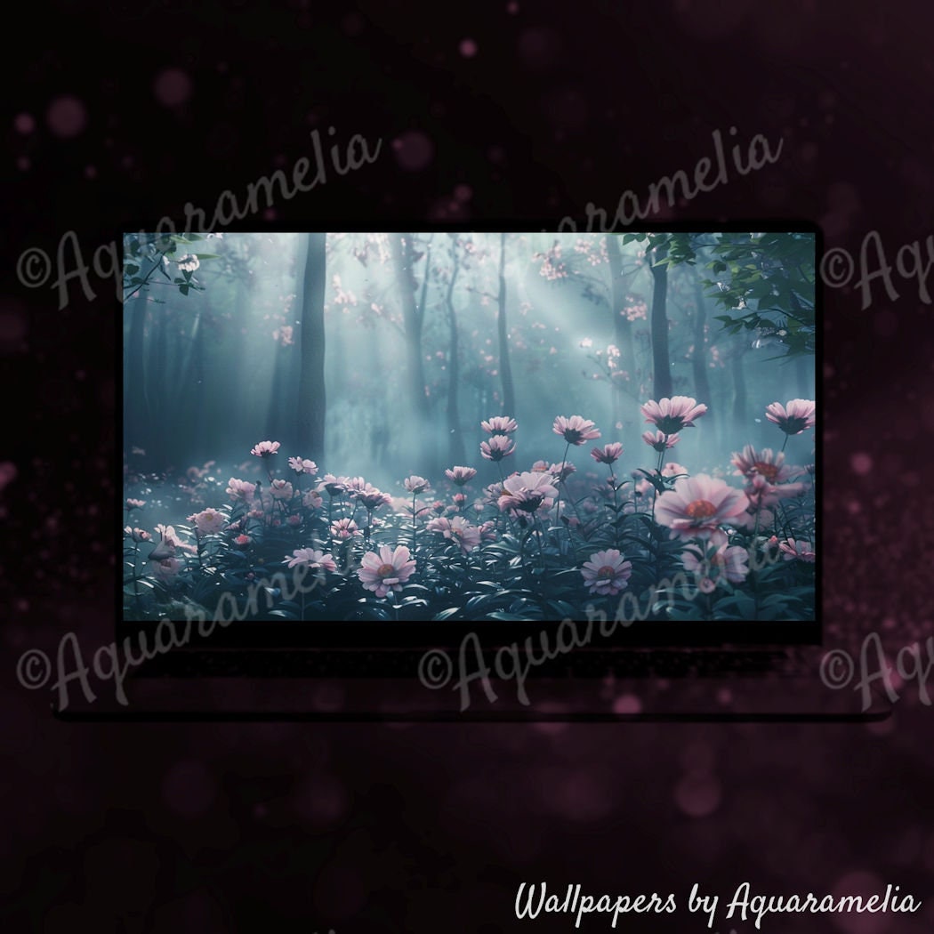 Spring Forest Desktop Background, Enchanted Nature Green Flower ...