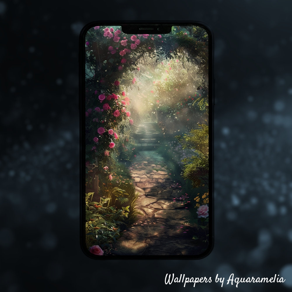 Magical Garden Spring Aesthetic Smartphone Background, Fantasy Nature ...