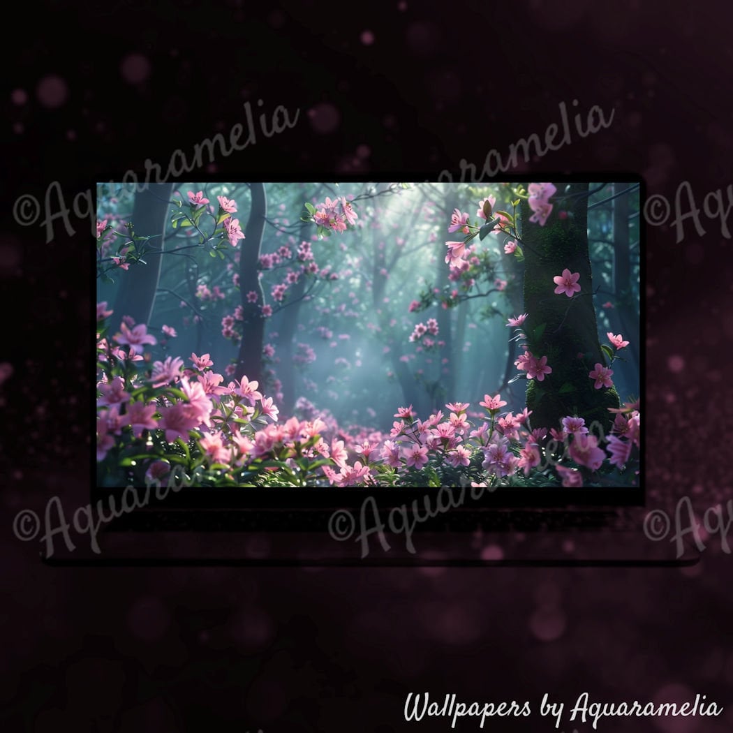 Spring Forest Desktop Background, Enchanted Nature Green Flower ...