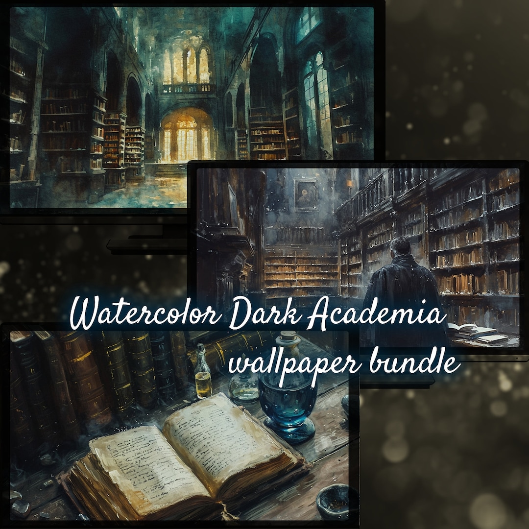 Dark Academia Background, Books Reading Desktop Background, Library ...