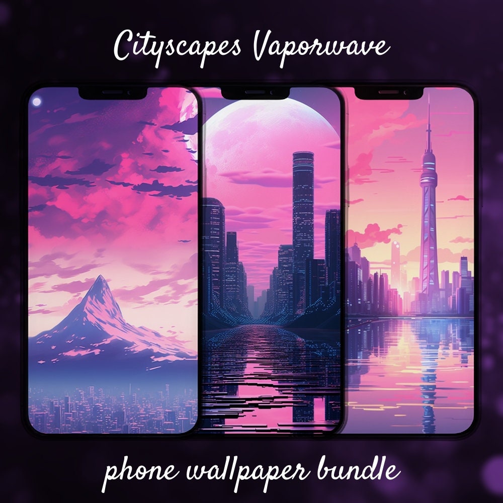 Synthwave City Cyberpunk Phone Background, Retrowave Urban Lock Screen ...