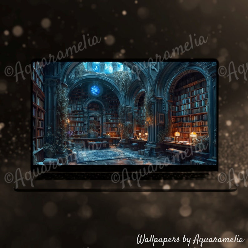 Fantasy Library Background, Book Lovers Readers Desktop Background ...