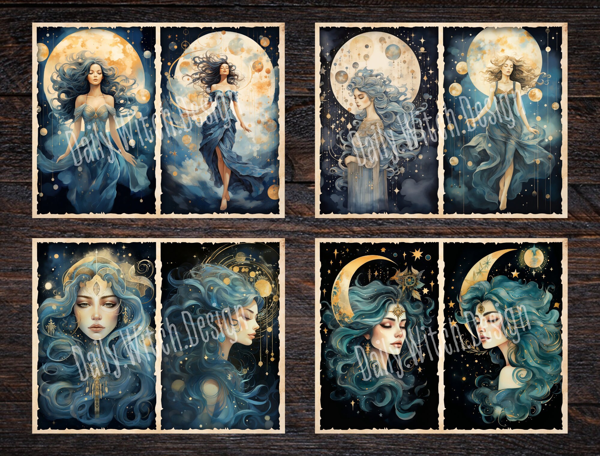 Moon Goddess Junk Journal Pages, Craft Paper, Printable Collage ...