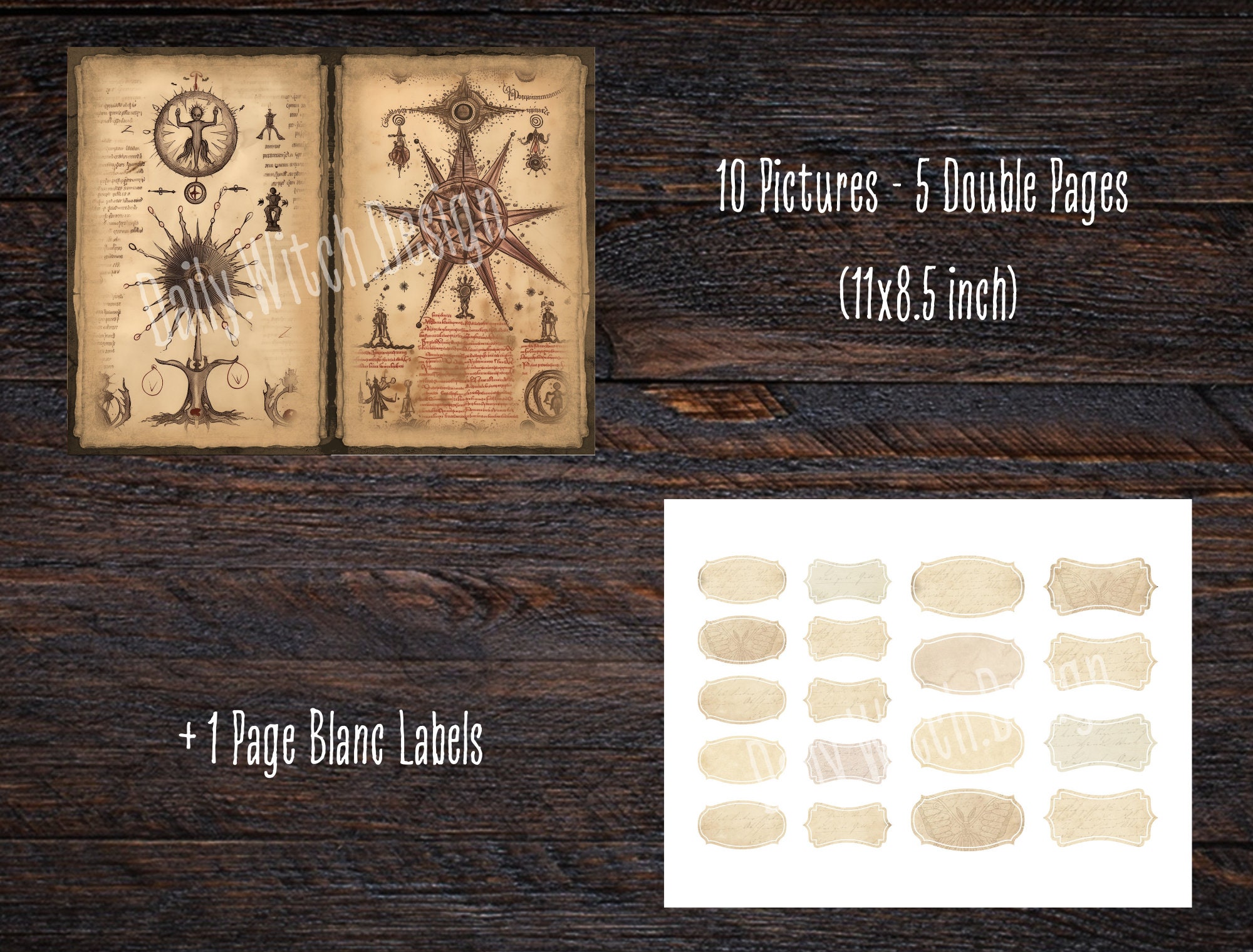 Spellbook Junk Journal Pages, Vintage Ephemera, Witchy Collage Sheet ...