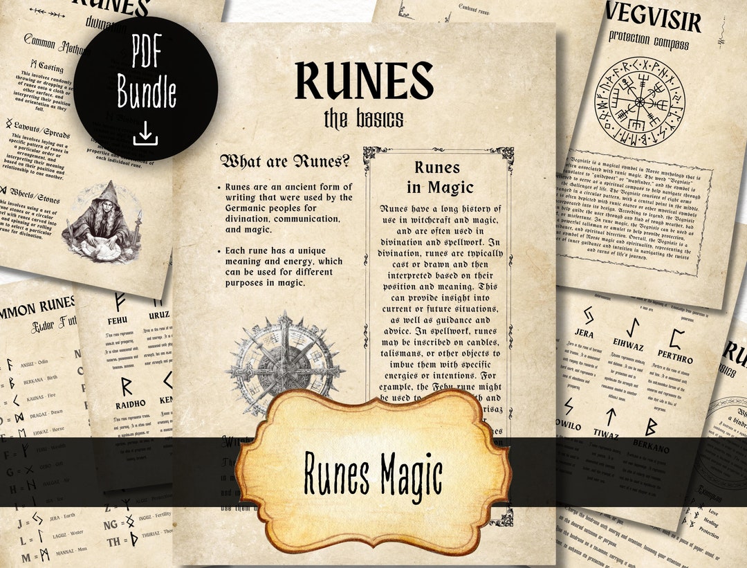 Rune PDF Bundle, Runes Meaning, Rune Magic, Elder Futhark, Printable ...