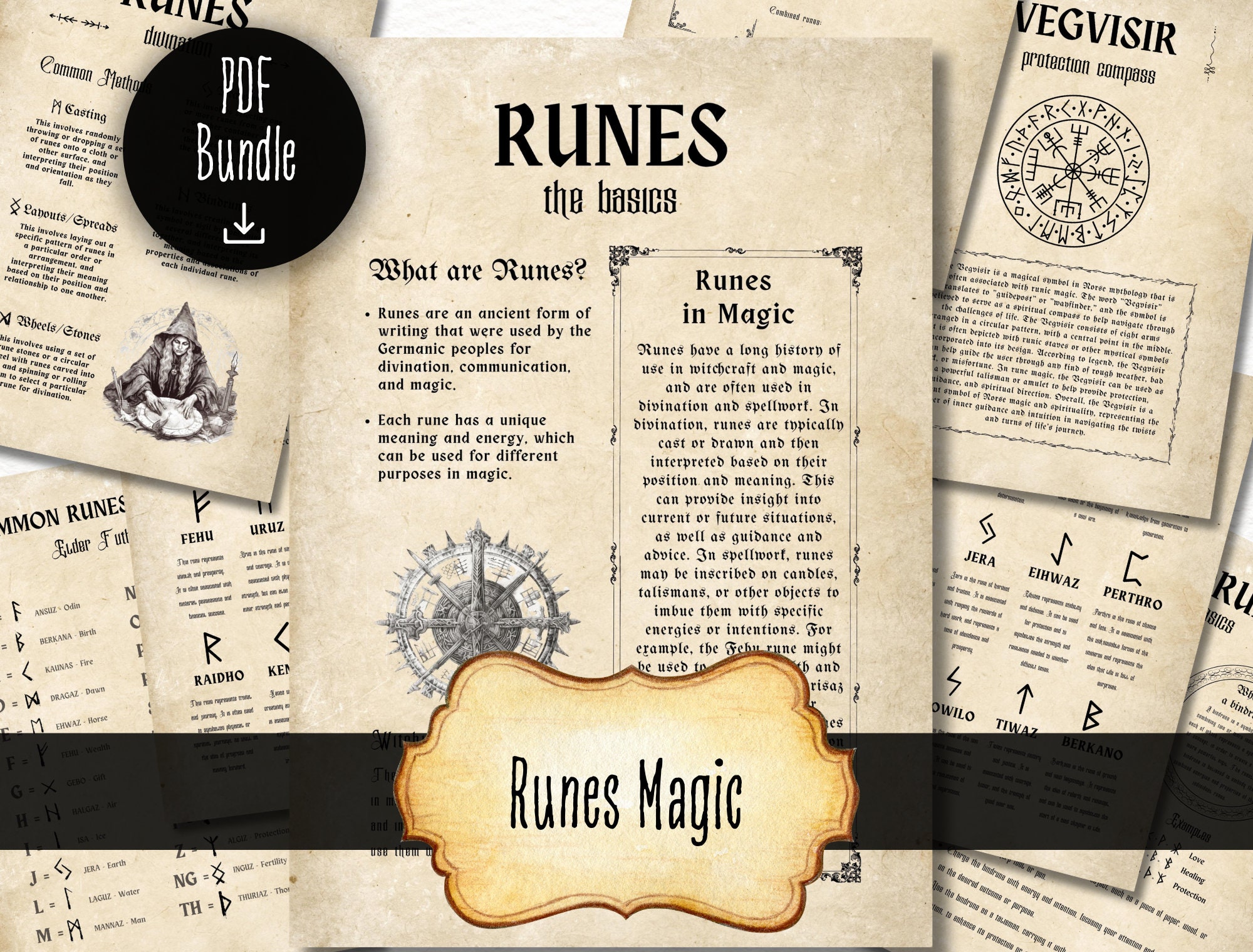 Rune PDF Bundle, Runes Meaning, Rune Magic, Elder Futhark, Printable ...
