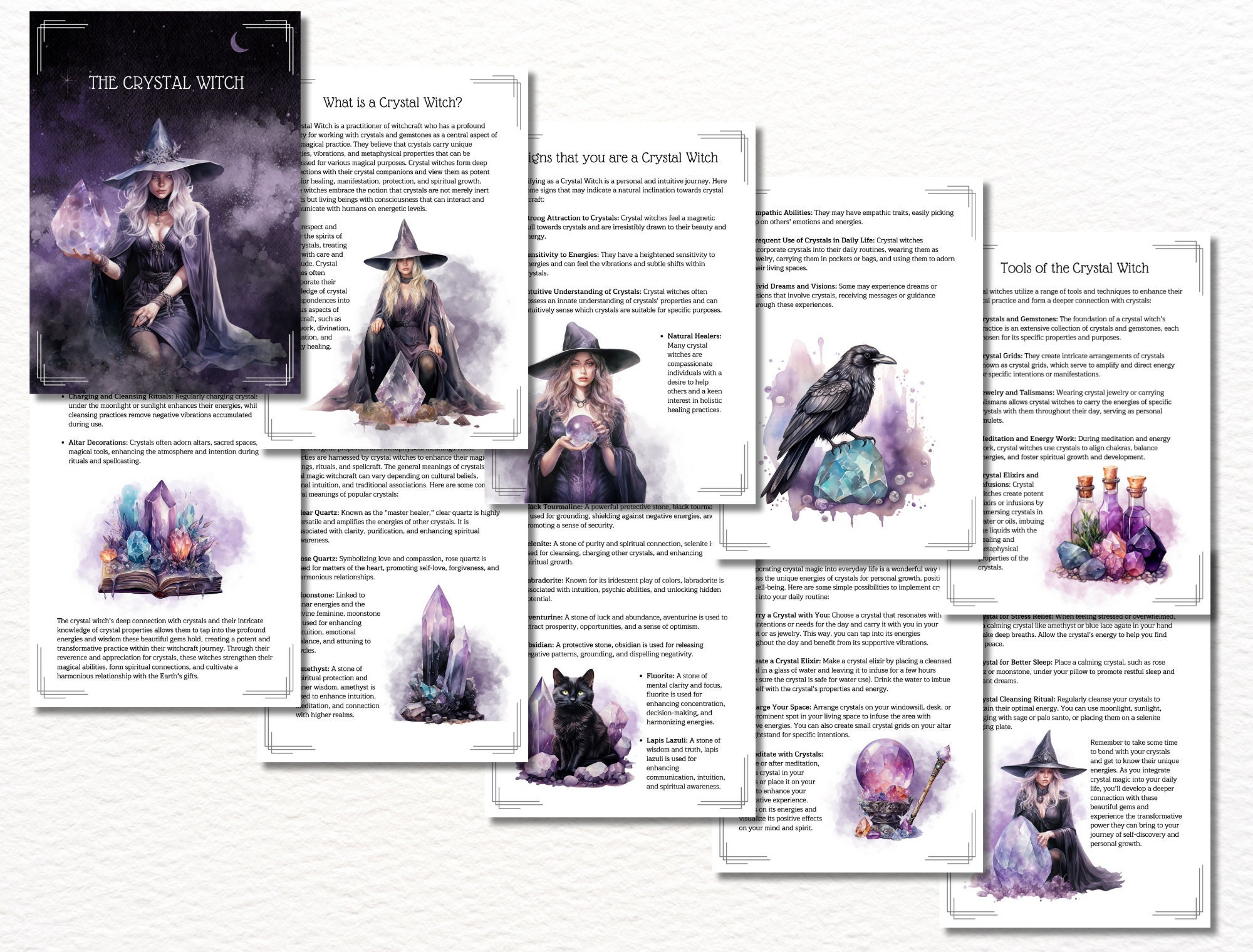 The Crystal Witch PDF Bundle, Types of Witches, Crystal Magic, Printable Grimoire Pages, Book of ...