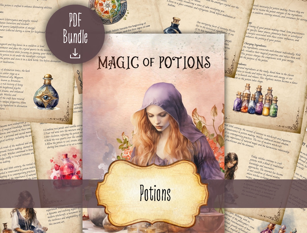 Magic of Potions PDF Bundle, Witchcraft, Alchemy, Printable Grimoire ...