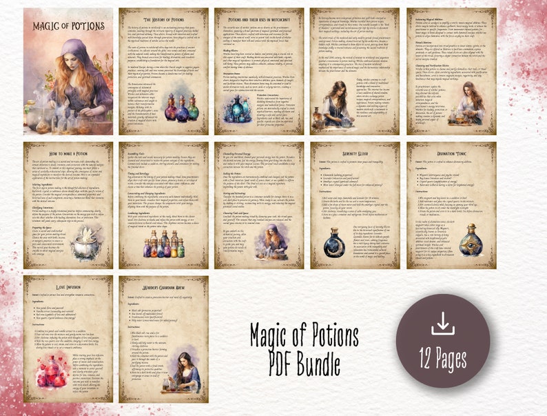 Magic of Potions PDF Bundle, Witchcraft, Alchemy, Printable Grimoire ...