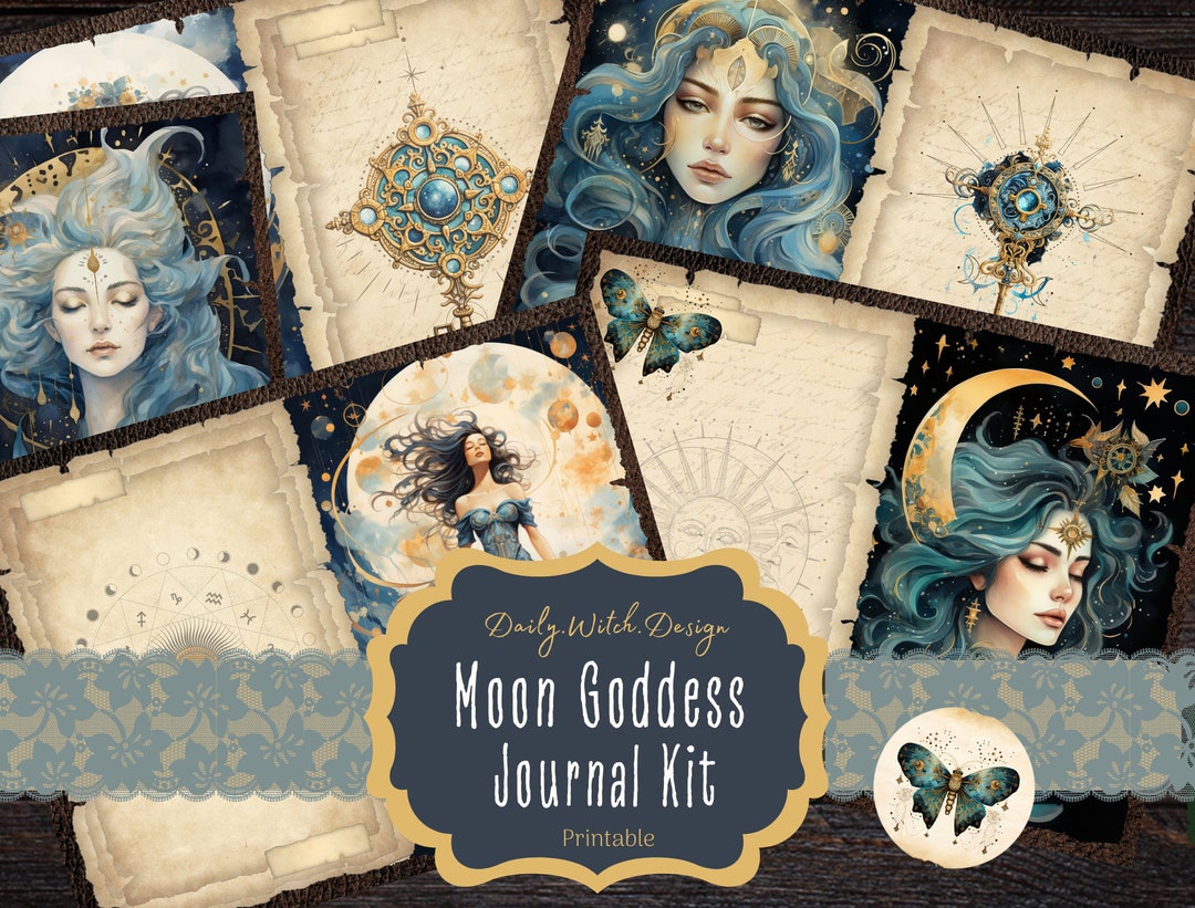 Moon Goddess Junk Journal Kit, Digital Download, Moon Printable Pages ...