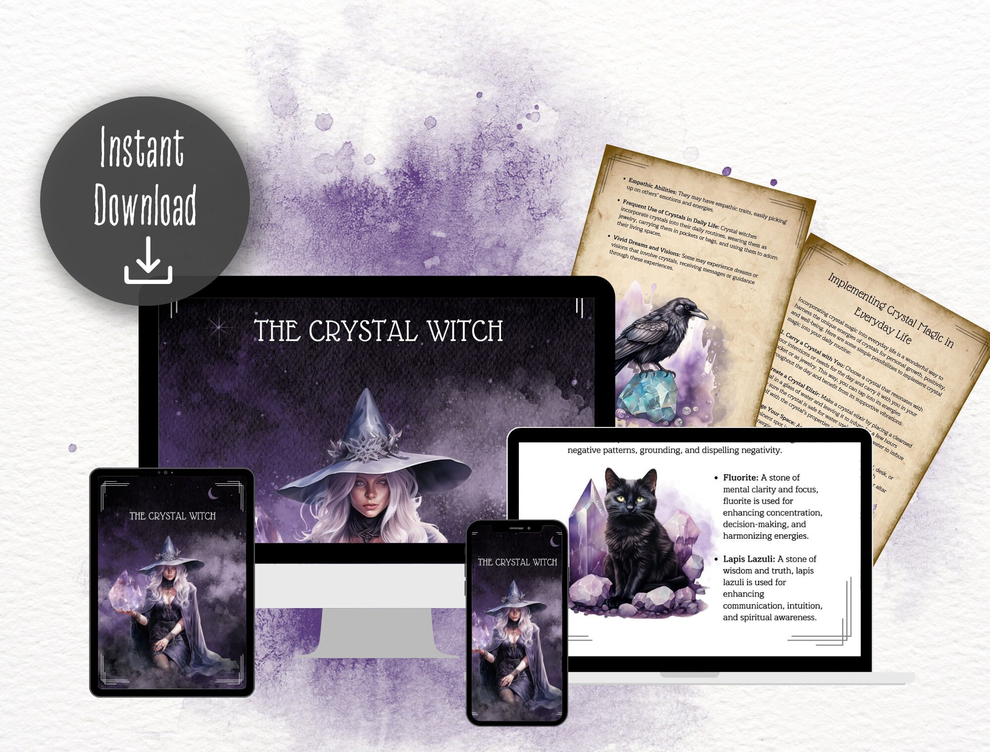 The Crystal Witch PDF Bundle, Types of Witches, Crystal Magic, Printable Grimoire Pages, Book of ...