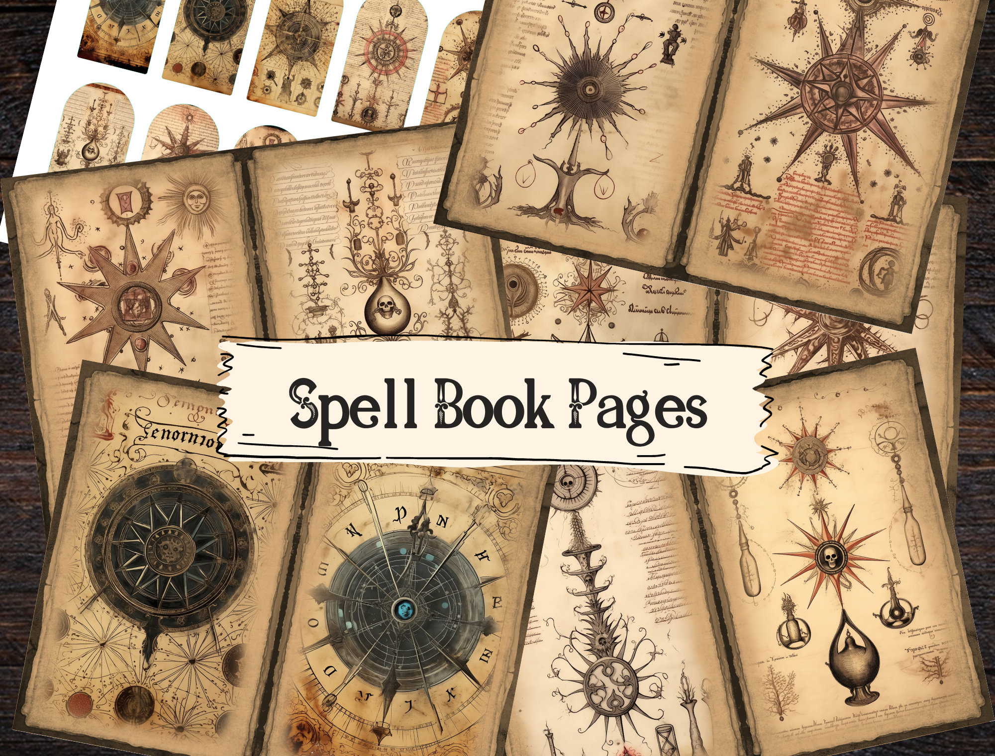 Spellbook Junk Journal Pages, Vintage Ephemera, Witchy Collage Sheet ...