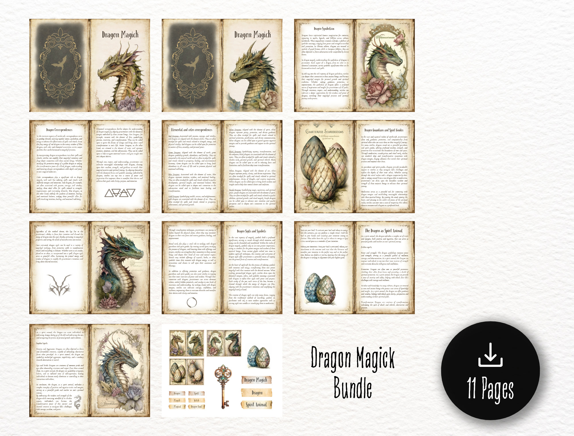 Dragon Magick Grimoire Pages, Magic Dragon Journal Kit, Witchcraft ...