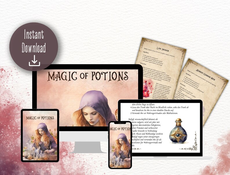 Magic of Potions PDF Bundle, Witchcraft, Alchemy, Printable Grimoire Pages, Book of Shadows, BOS ...