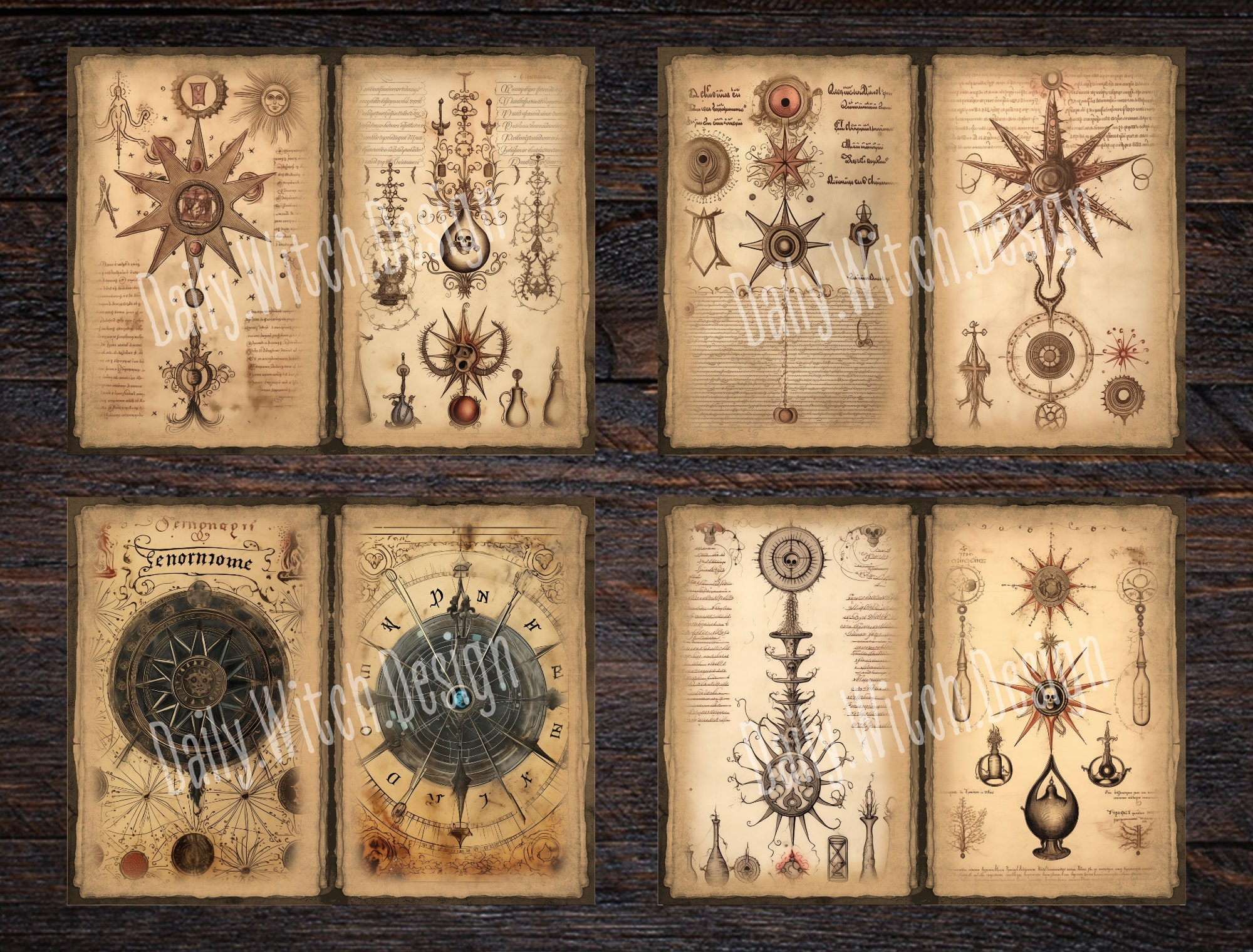 Spellbook Junk Journal Pages, Vintage Ephemera, Witchy Collage Sheet ...