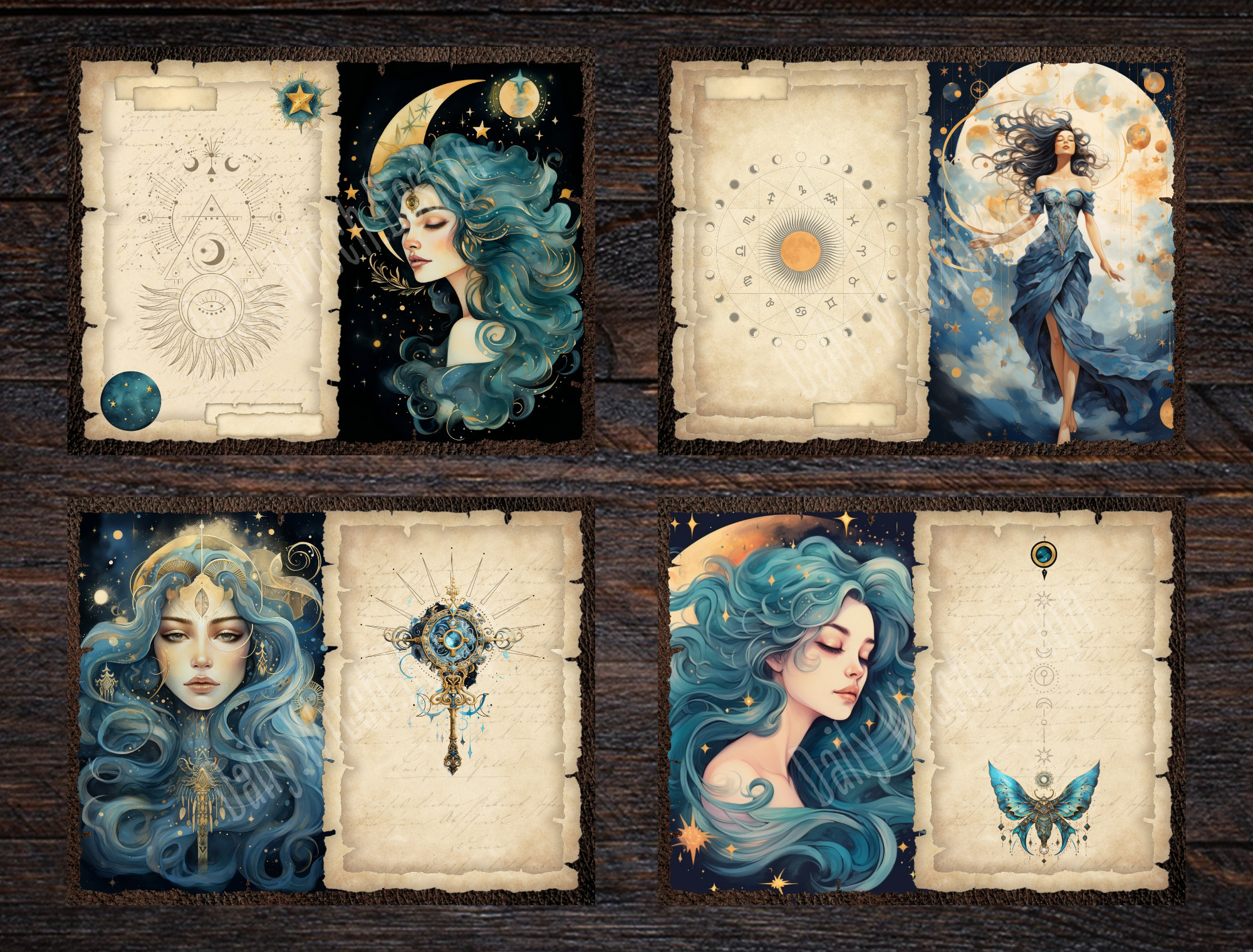Moon Goddess Junk Journal Kit, Digital Download, Moon Printable Pages ...