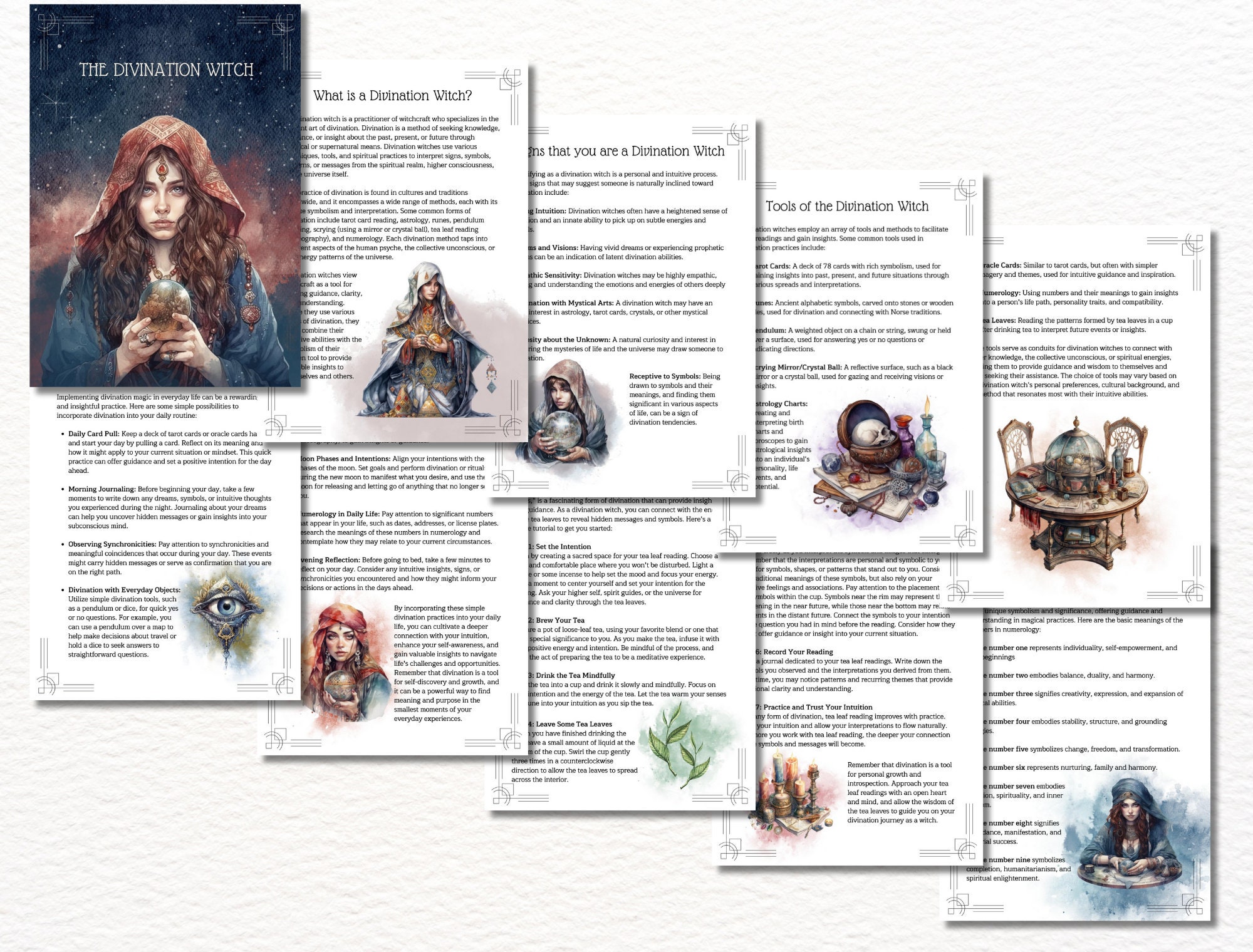 The Divination Witch PDF Bundle, Types of Witches, Fortune Teller, Printable Grimoire Pages ...