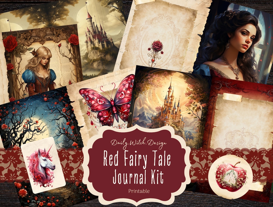 Red Fairy Tale Junk Journal Kit, Digital Download, Printable Pages ...