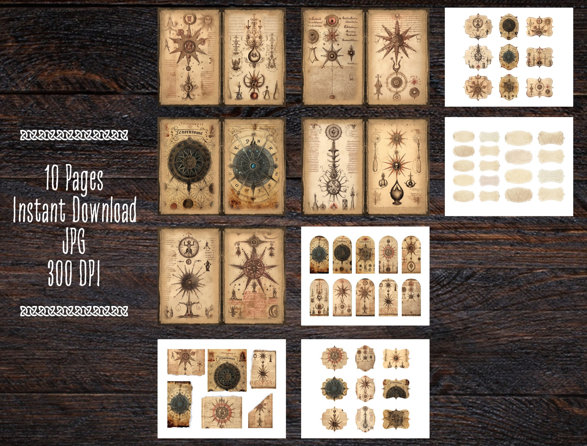 Spellbook Junk Journal Pages, Vintage Ephemera, Witchy Collage Sheet ...