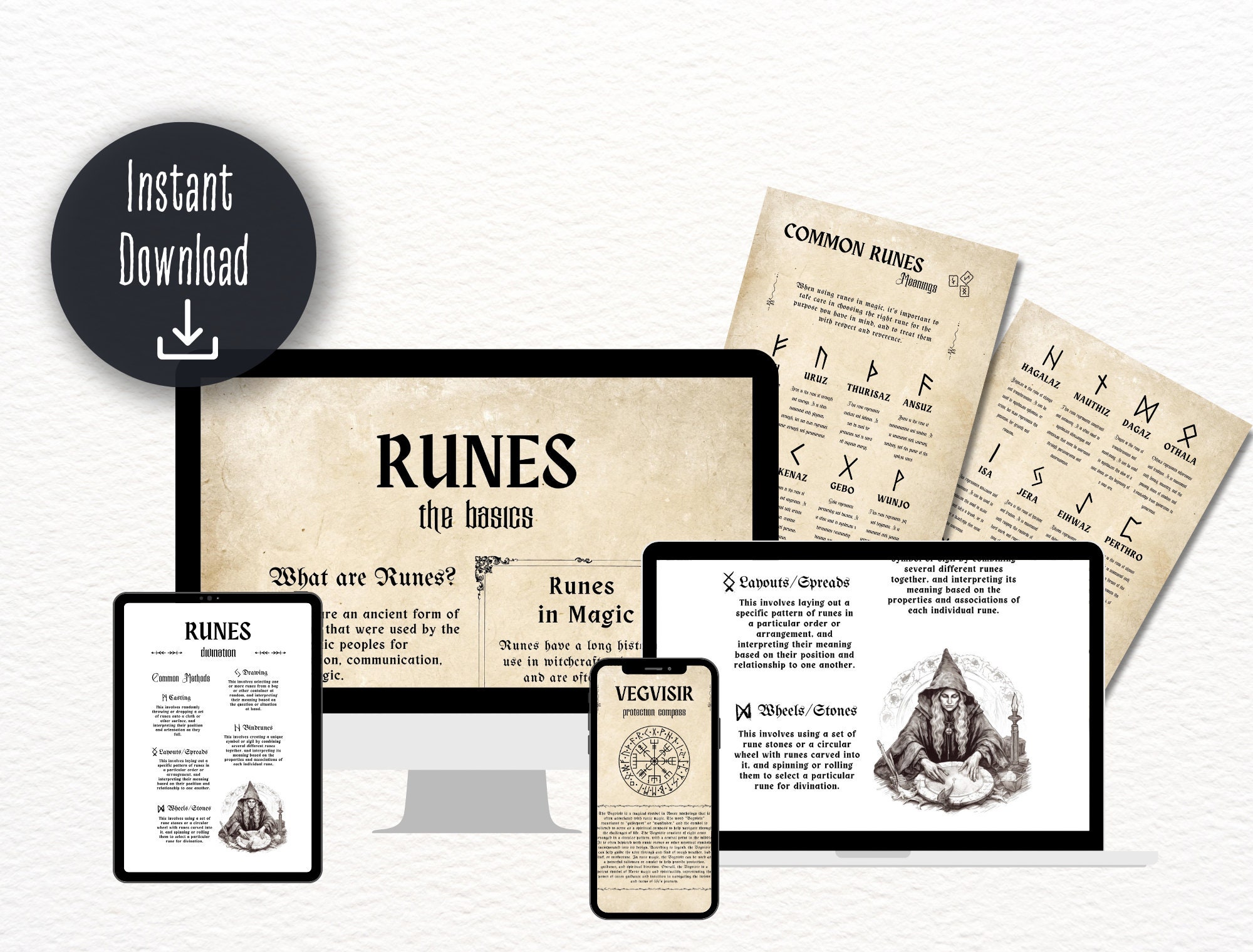 Rune PDF Bundle, Runes Meaning, Rune Magic, Elder Futhark, Printable ...