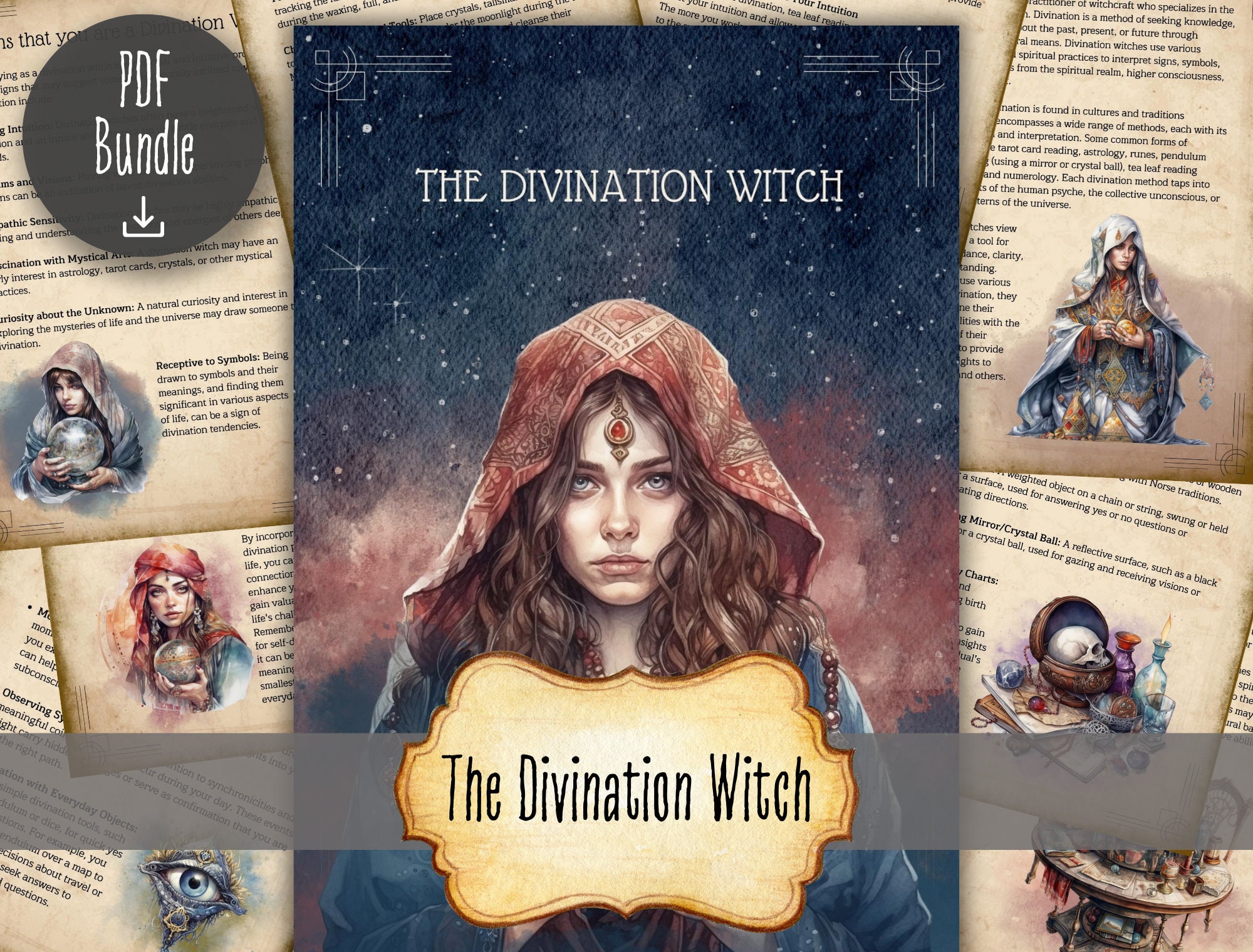 The Divination Witch PDF Bundle, Types of Witches, Fortune Teller, Printable Grimoire Pages ...