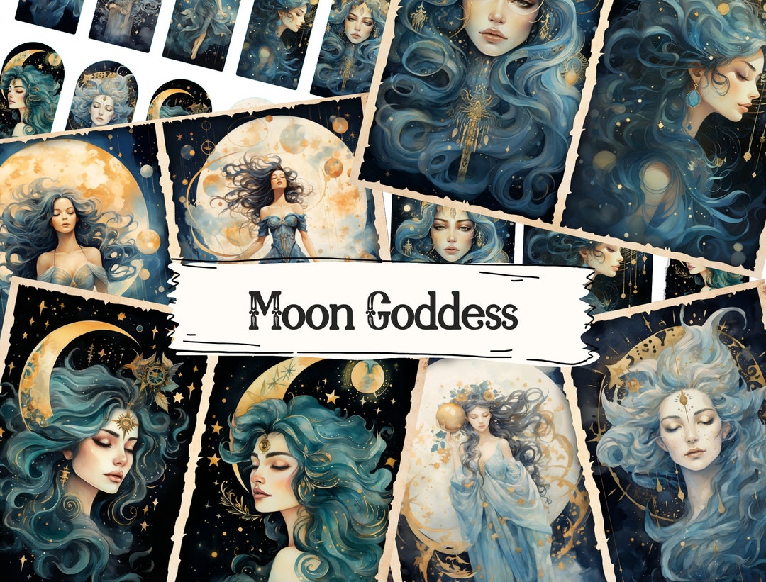 Moon Goddess Junk Journal Pages, Craft Paper, Printable Collage ...