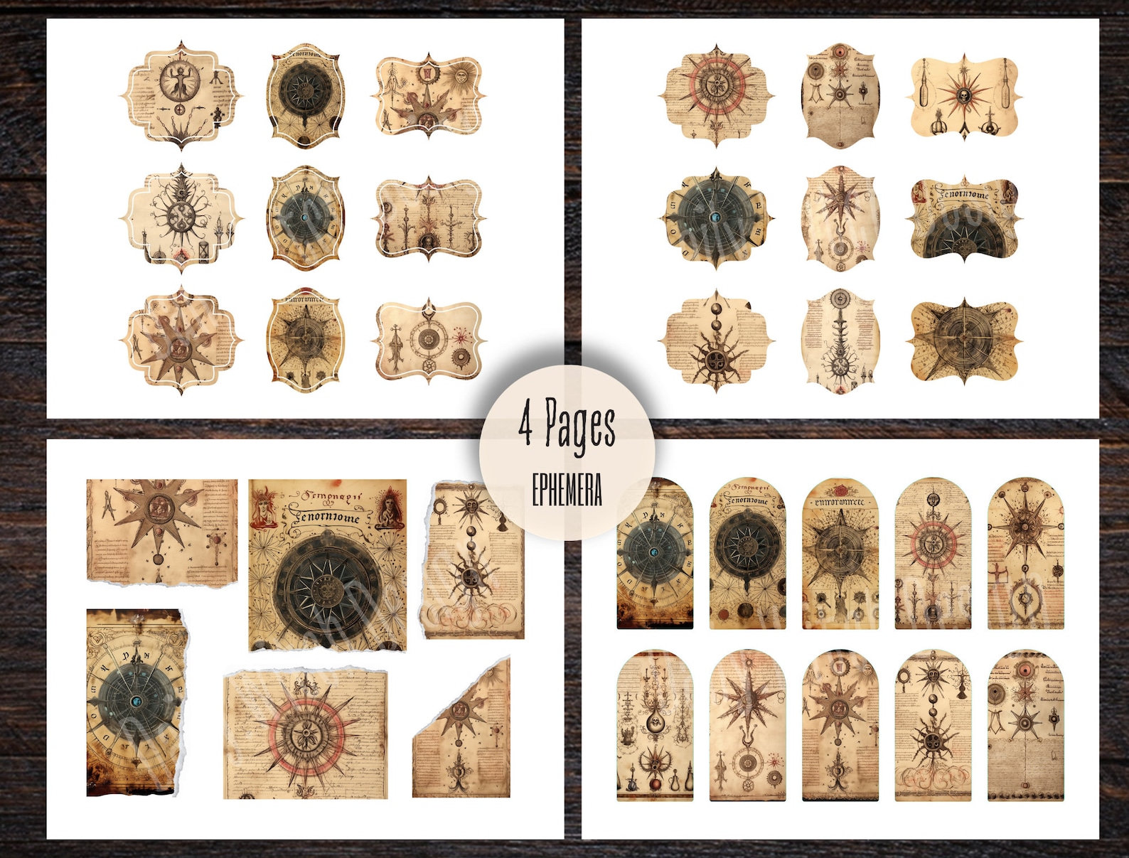 Spellbook Junk Journal Pages, Vintage Ephemera, Witchy Collage Sheet ...