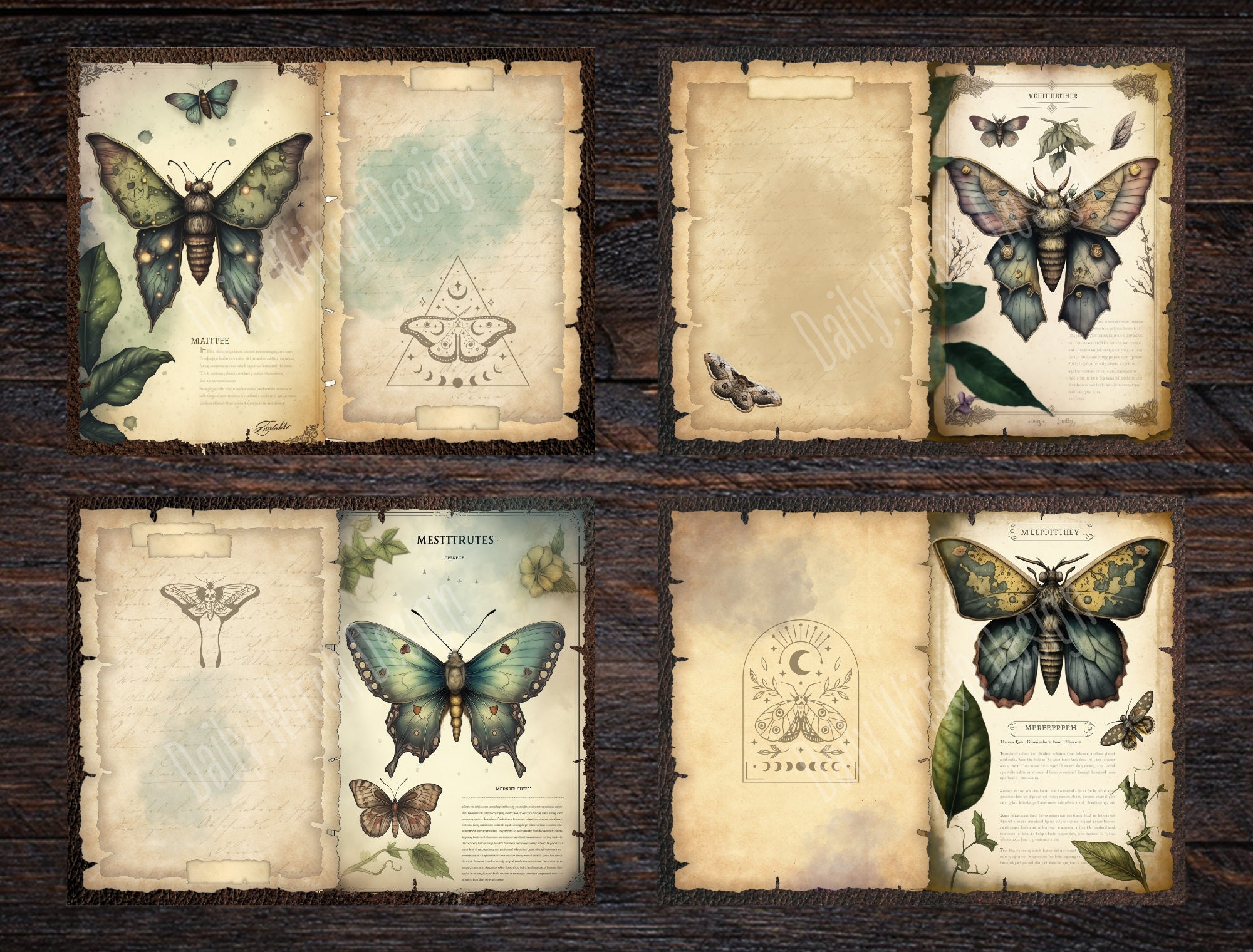 Magic Moths Junk Journal Kit, Mystic Moth, Digital Download, Moth ...