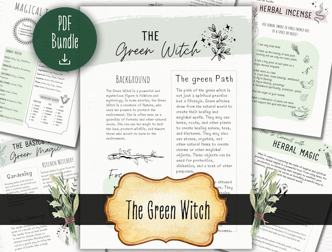 Green Witch PDF Bundle, Grimoire Pages, Herbal Magic, Plant Magick, BOS Pages, Witch Printables ...
