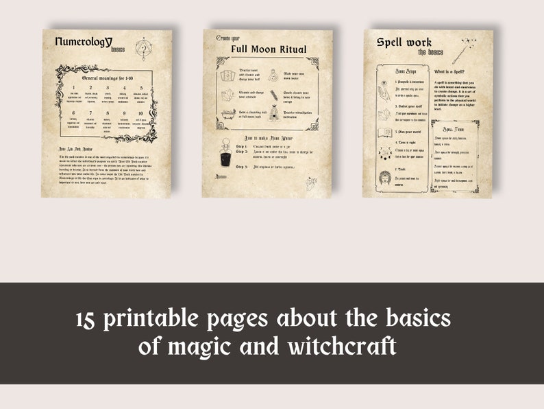 Witchcraft Basic Bundle Grimoire Pages, Magic Starter Kit, Grimoire ...