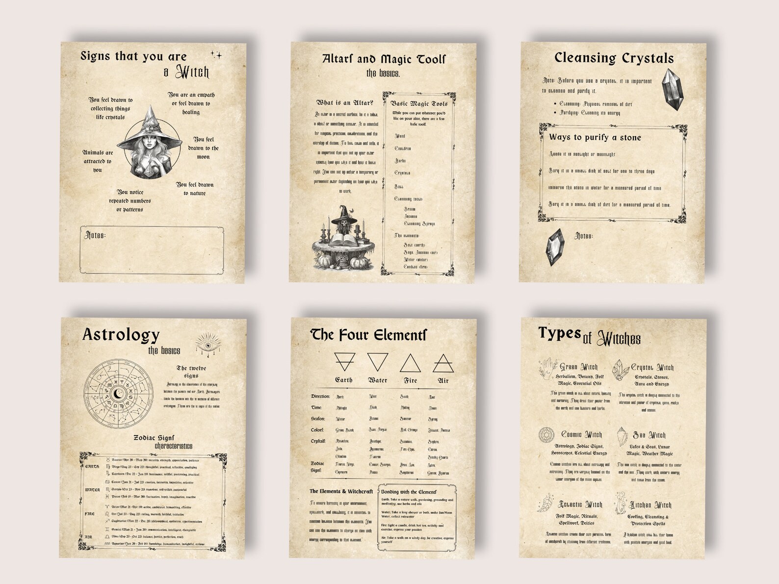 Witchcraft Basic Bundle Grimoire Pages, Magic Starter Kit, Grimoire ...