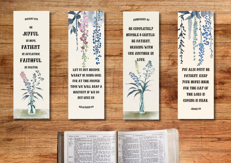 Christian Bookmarks [PRINTABLE] - Set of 4 , Theme Patience Scripture ...